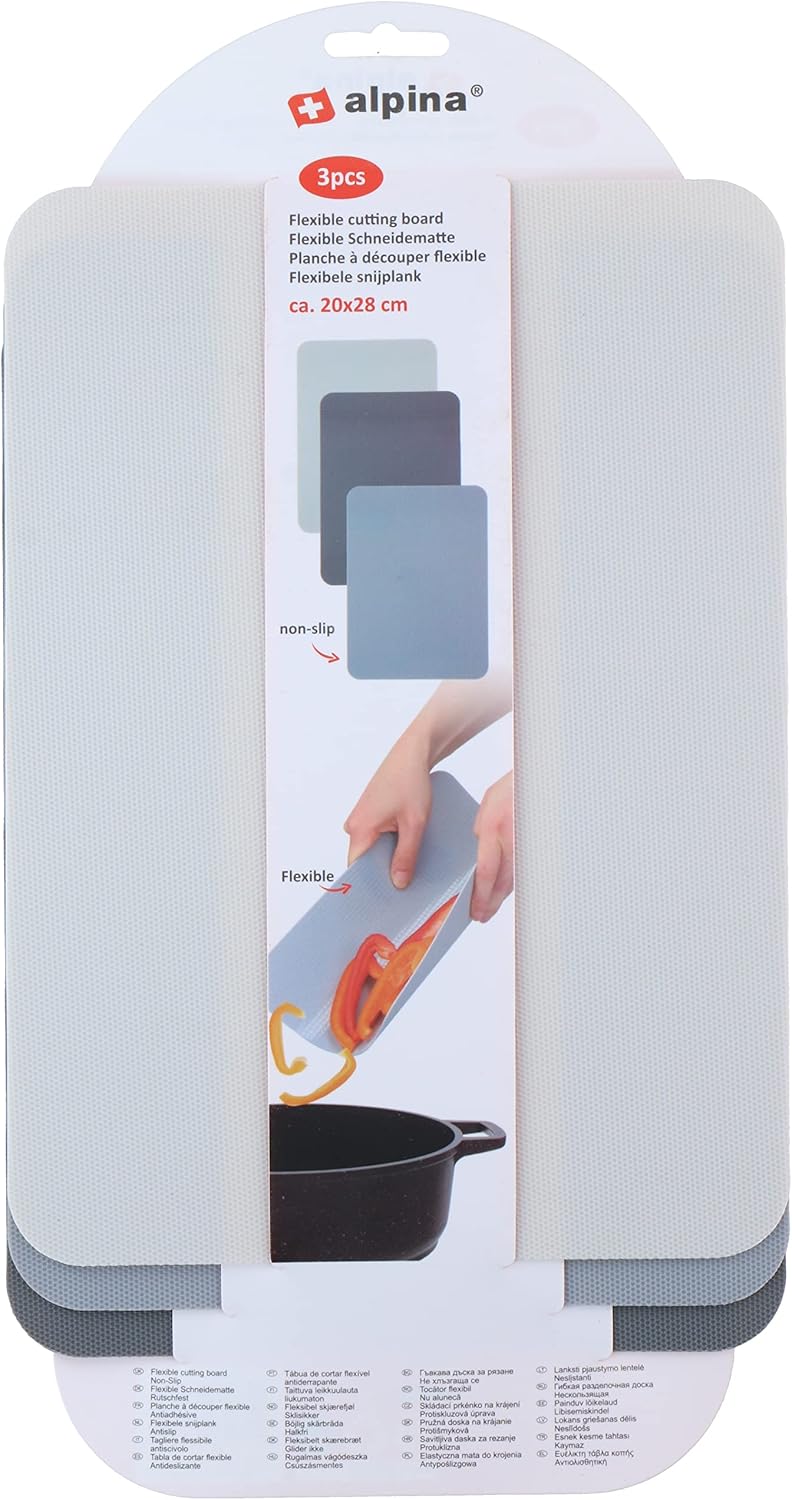 Set 3 Taglieri Flessibili Antiscivolo Alpina 20x28cm | Lavabili ...